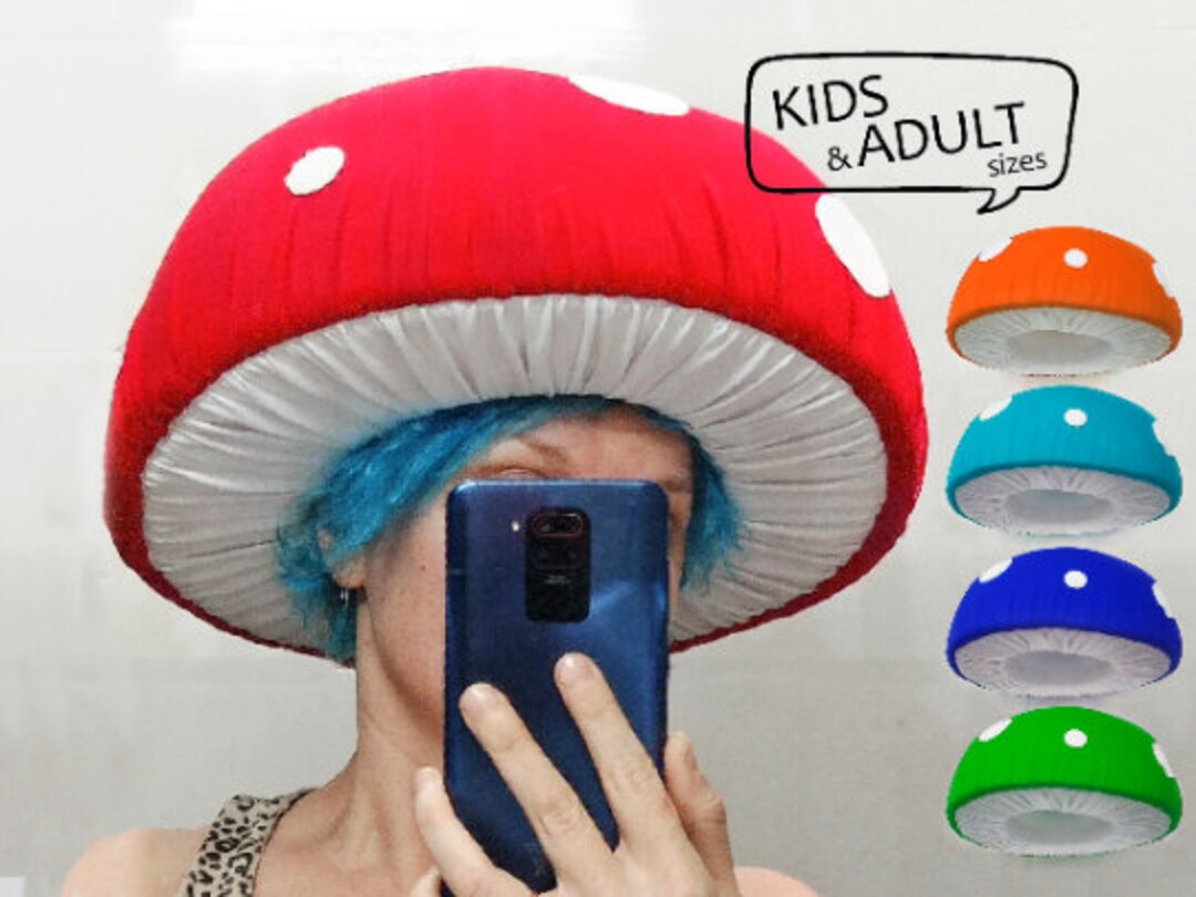 Toadstool Costume Hat for Kids and Adult, Spotted Red Mushroom Hat ...