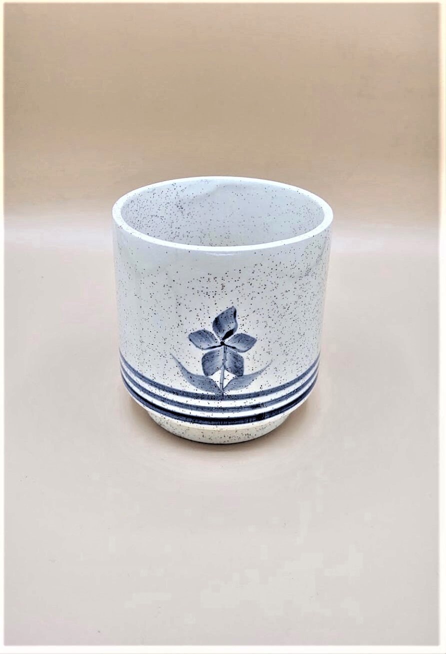 Vintage MCM Cookson Pottery Planter/Vase White w/Blue | Etsy
