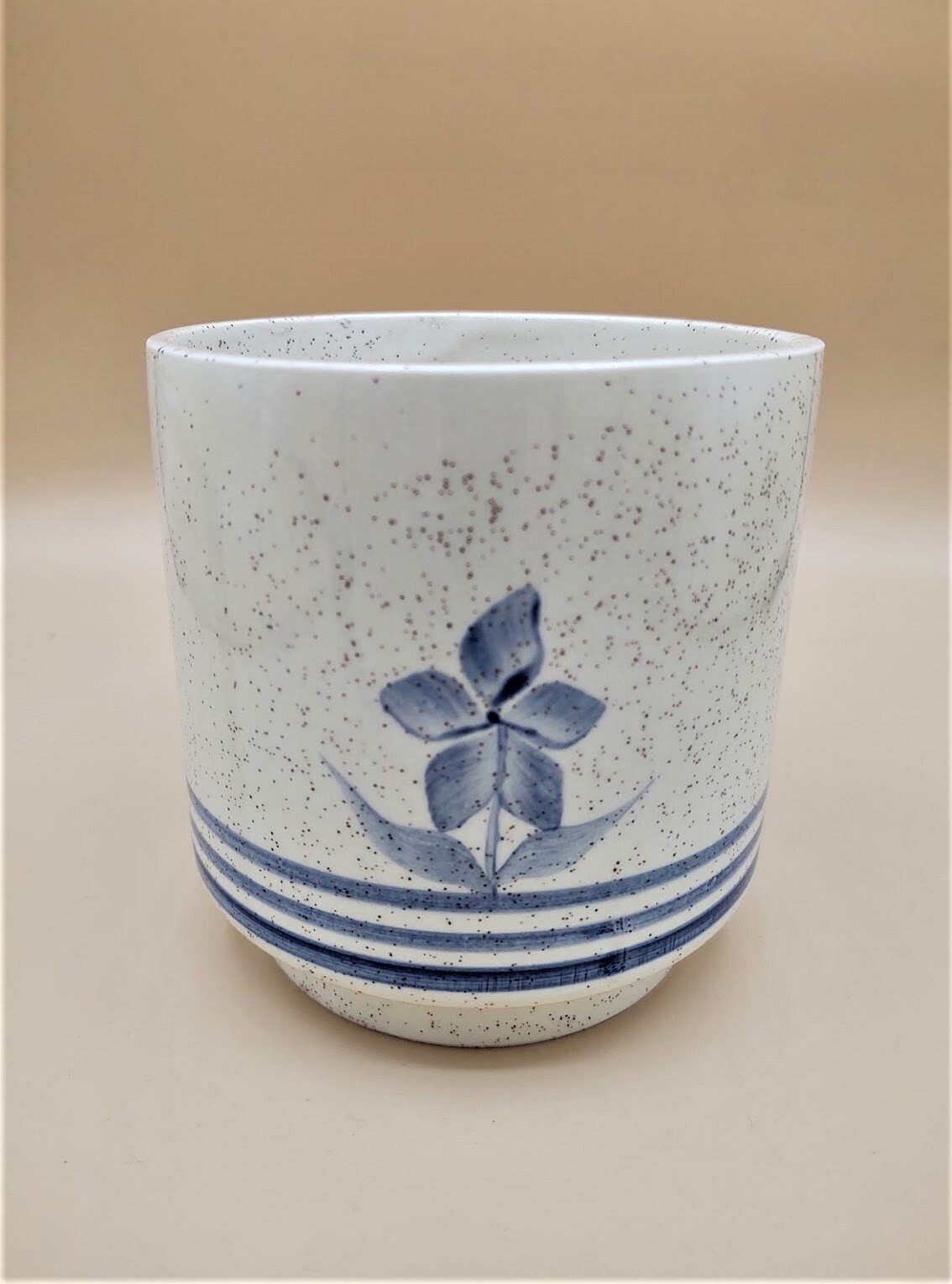 Vintage MCM Cookson Pottery Planter/Vase White w/Blue | Etsy