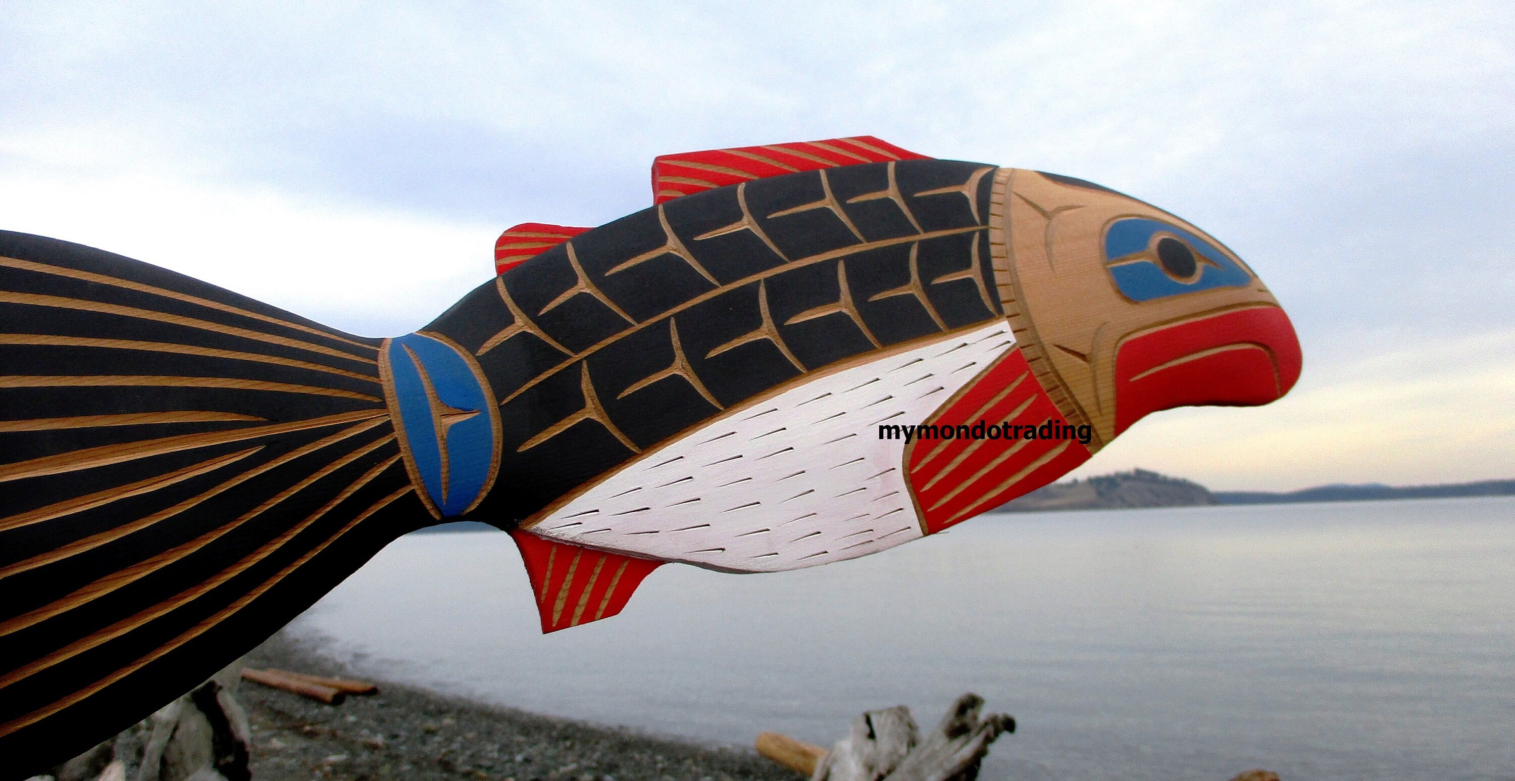 Hand Embroided Authentic Indian Art Northwest Fish