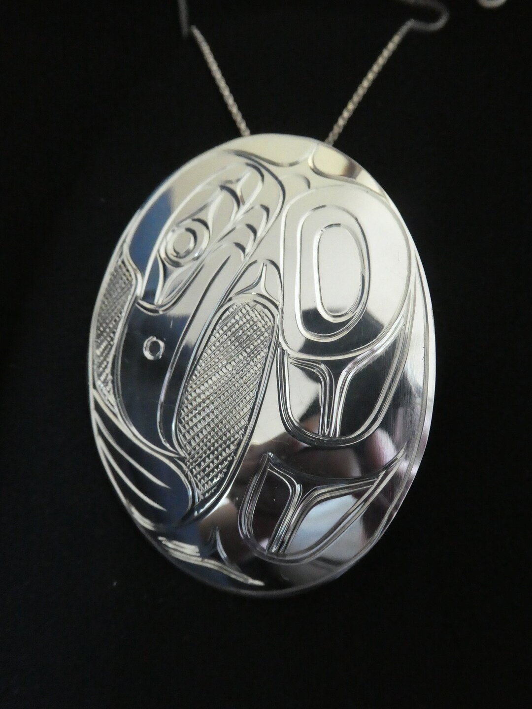First Nations, Northwest Coast Native Silver 2 1/4 RAVEN Pendant ...