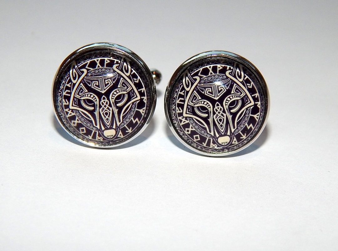 Viking Wolf Cufflinks, Norse Vikings Cufflinks Nordic Wolf, Wolf Totem ...