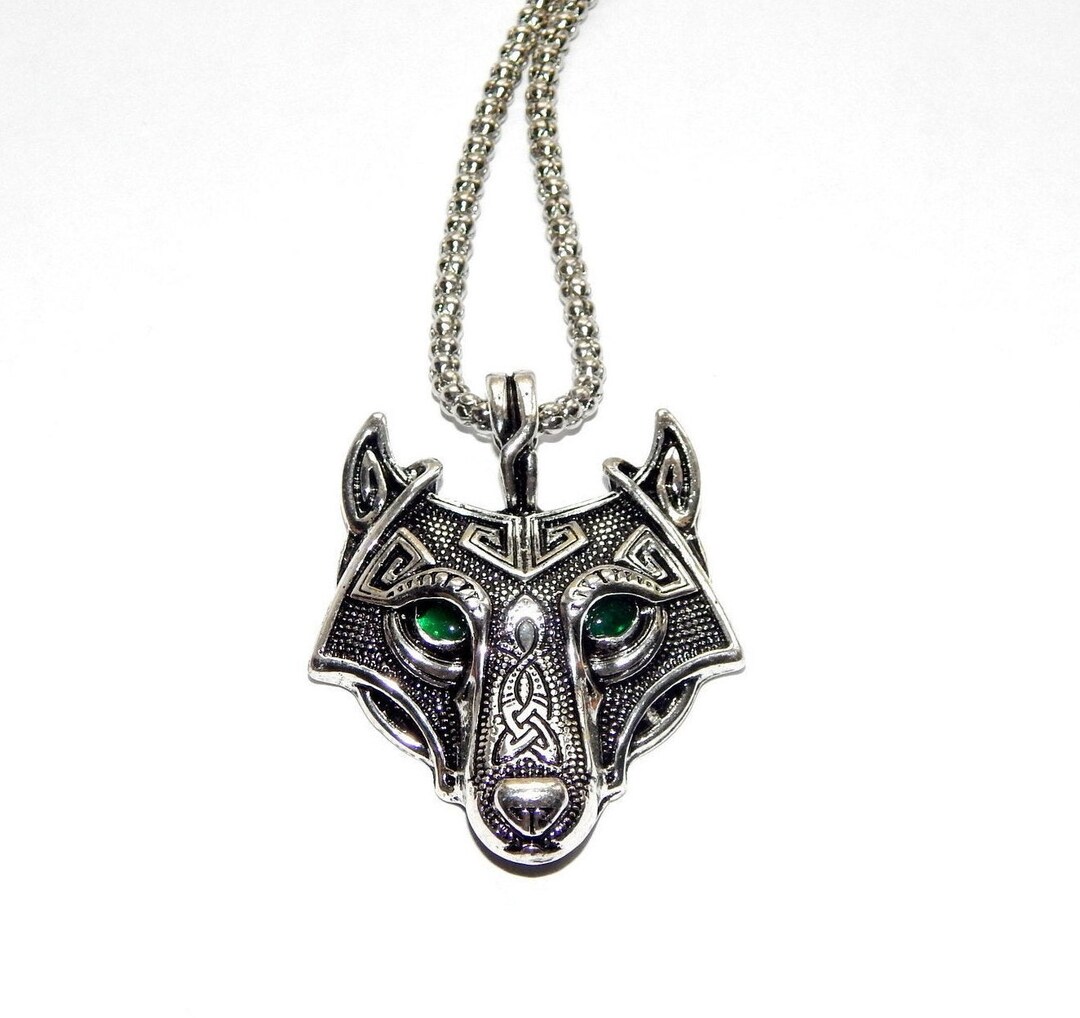 Viking Celtic Wolf Pendant Necklace Jewelry, Silver Plated Wolf Totem ...