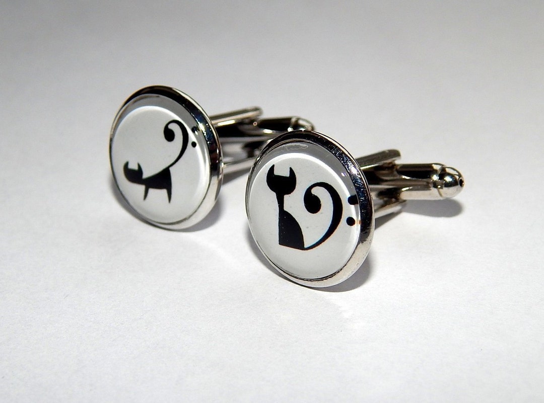 Bass Clef Cat Cufflinks: Musician's Gift, Music Note Jewelry - Etsy