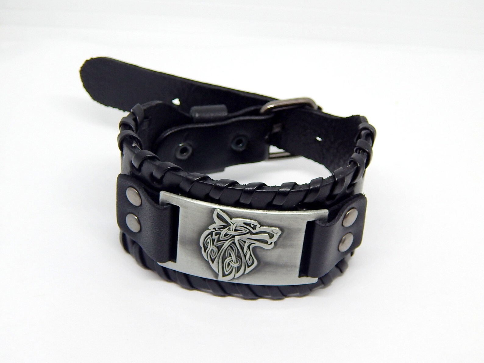 Celtic Viking Wolf Leather Bracelet Wolf Bracelet Wolf - Etsy