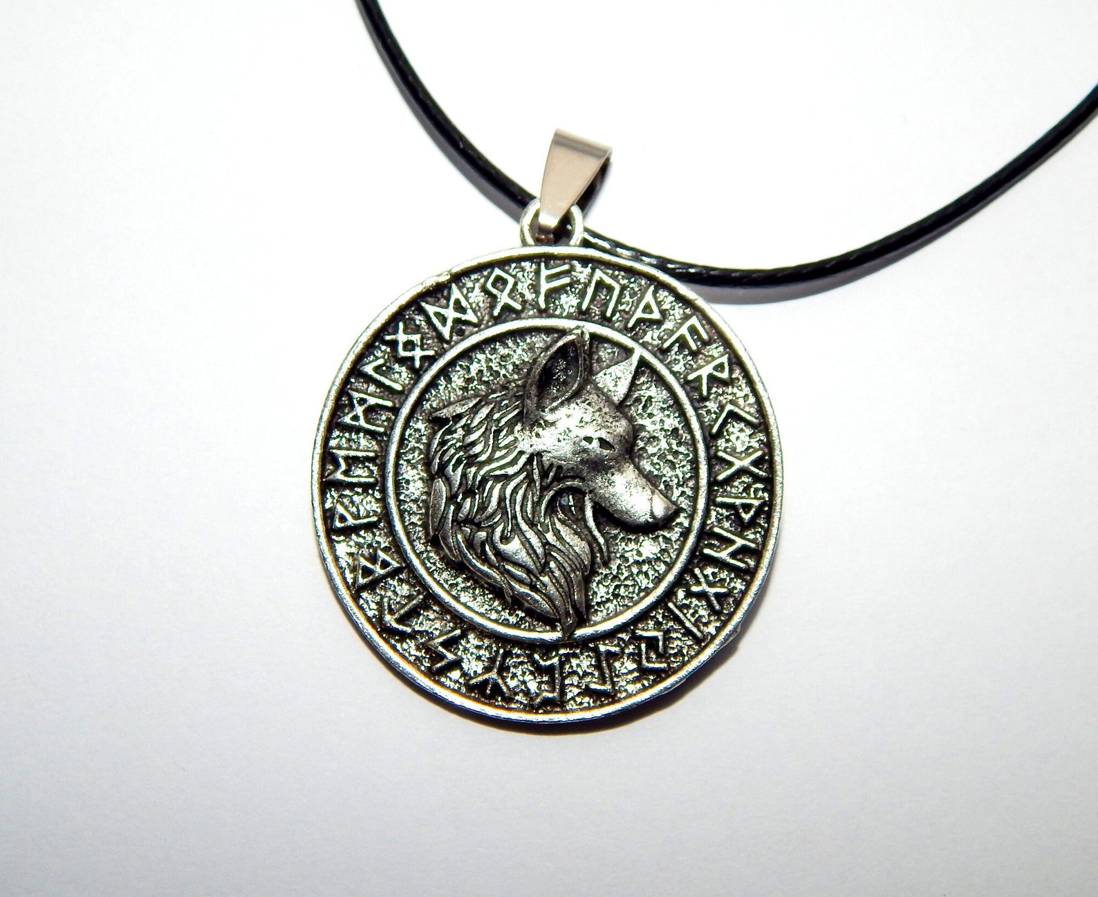 Viking Wolf Necklace Pendant With Runes Celtic Wolf Pendant - Etsy