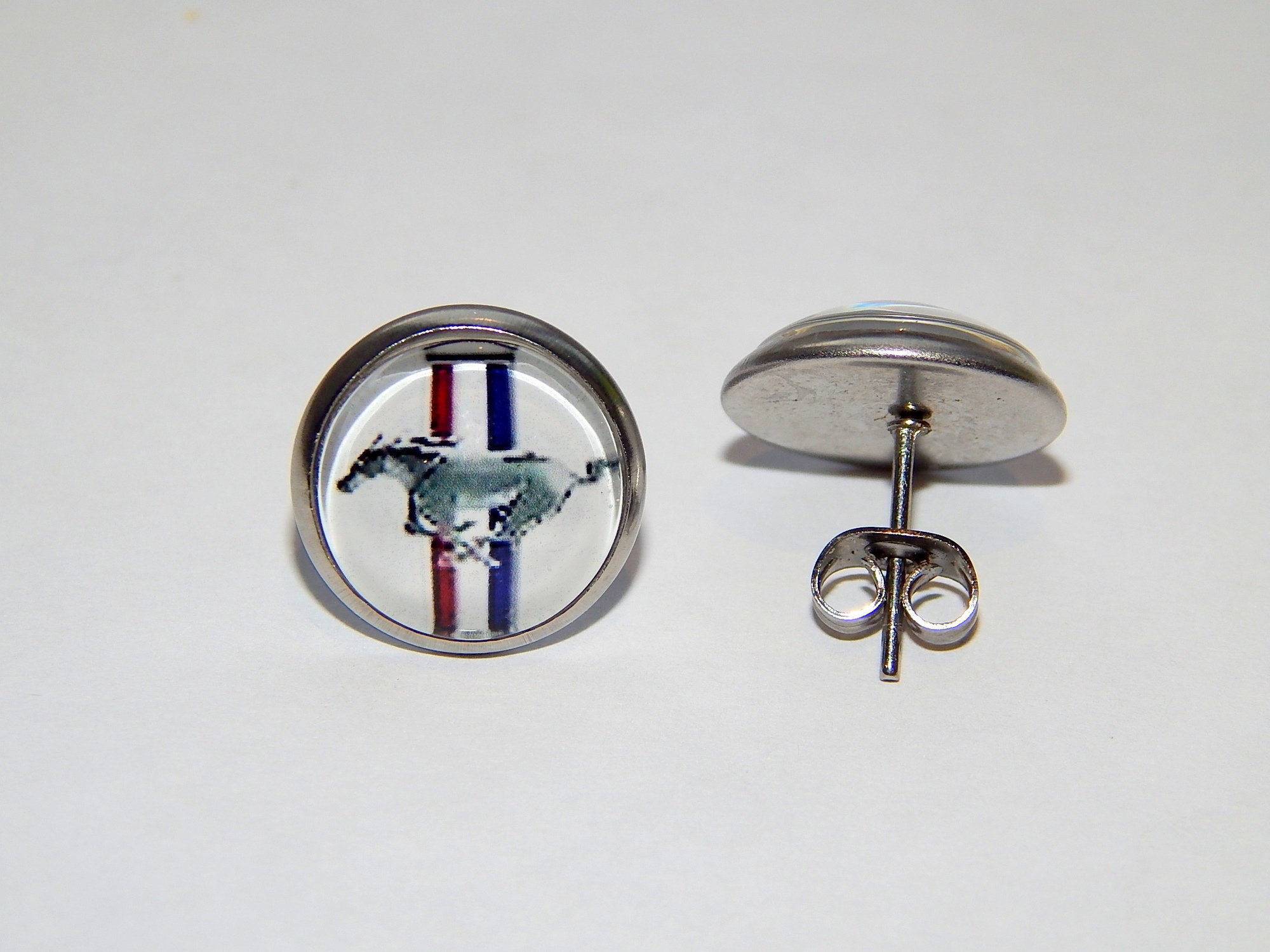 Ford Mustang Logo Earrings: Stainless Steel Studs - Etsy