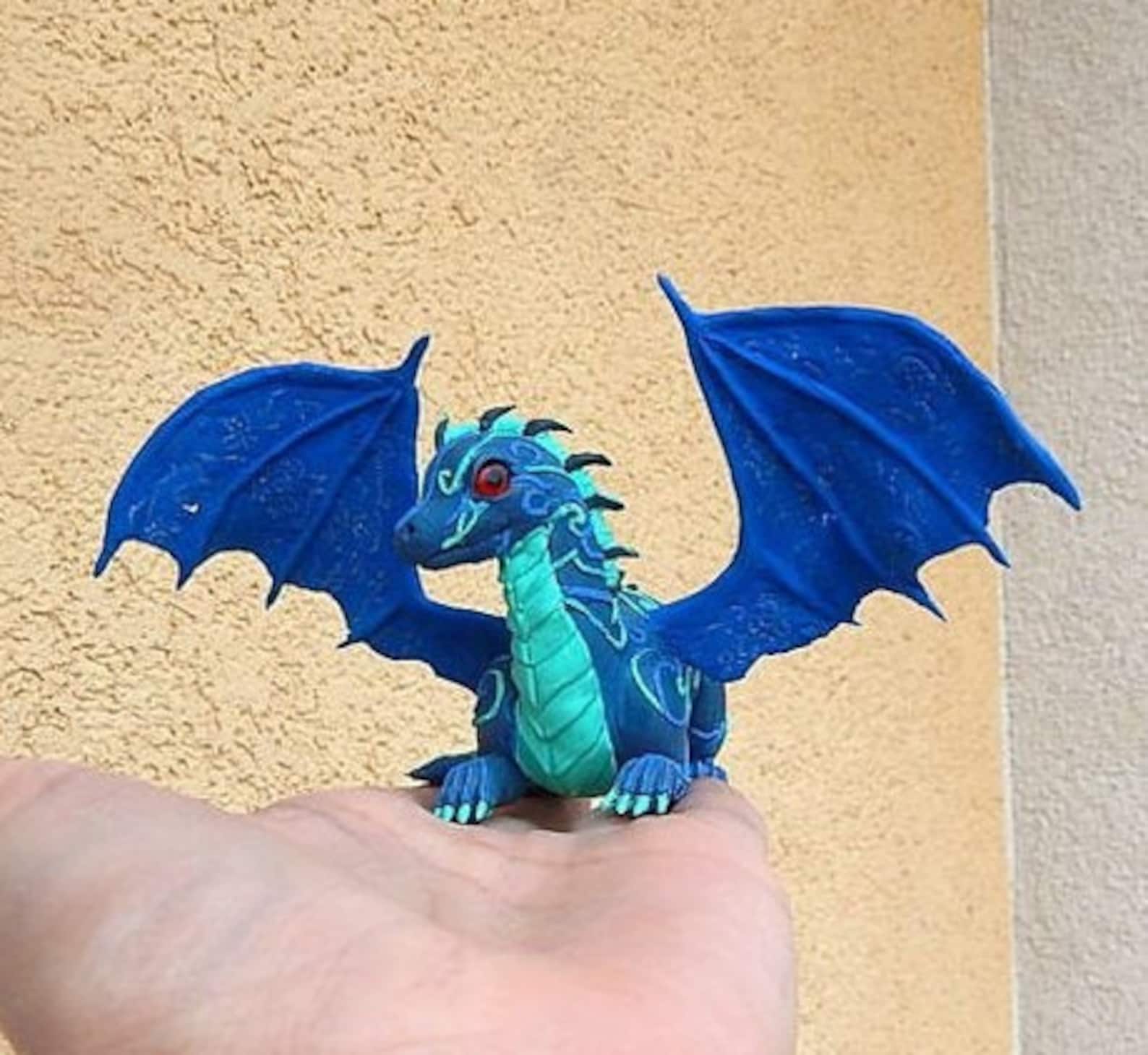 Blue Dragon Figure Sculpture Blue Dragon Handmade of Clay - Etsy UK