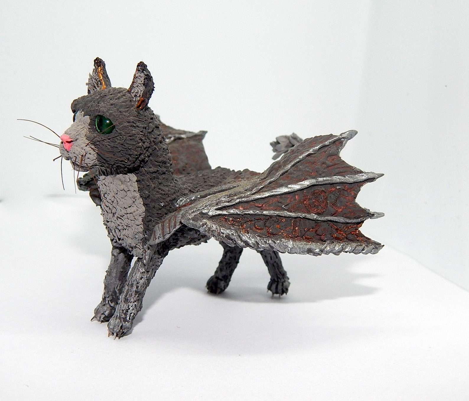 Cat Dragon Figurine Sculpture Cat With Wings Figure Fantasy - Etsy