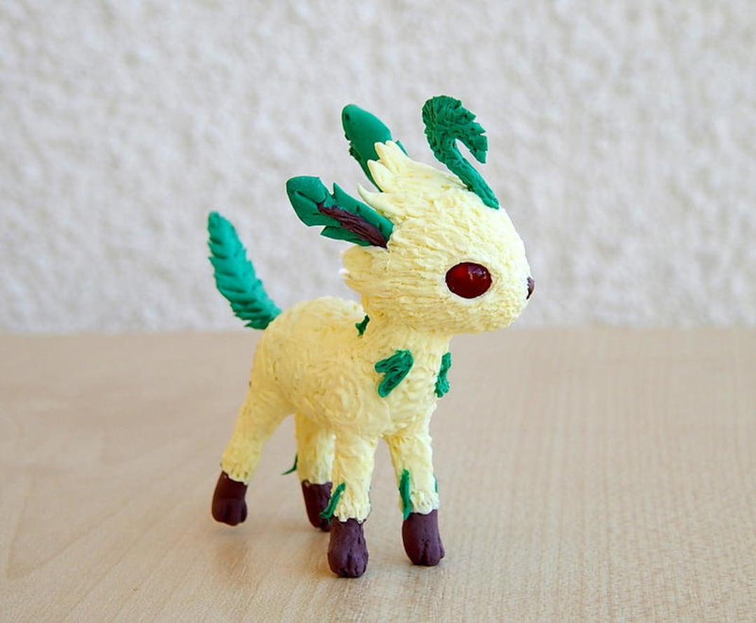 Pokemon Leafeon Figurine Sculpture, Pokemon Leafeon Handmade of Clay ...