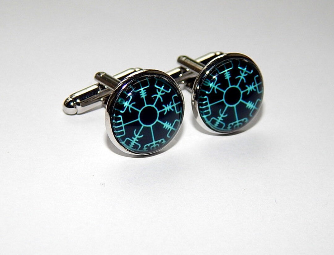 Viking Compass Vegvisir Cufflinks Earrings, Runic Compass Cufflinks ...