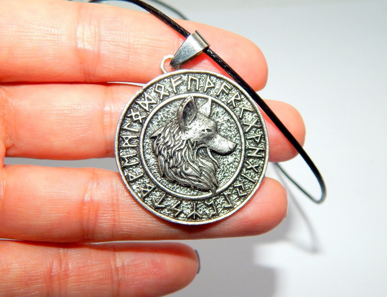 Viking Wolf Necklace Pendant With Runes Celtic Wolf Pendant - Etsy
