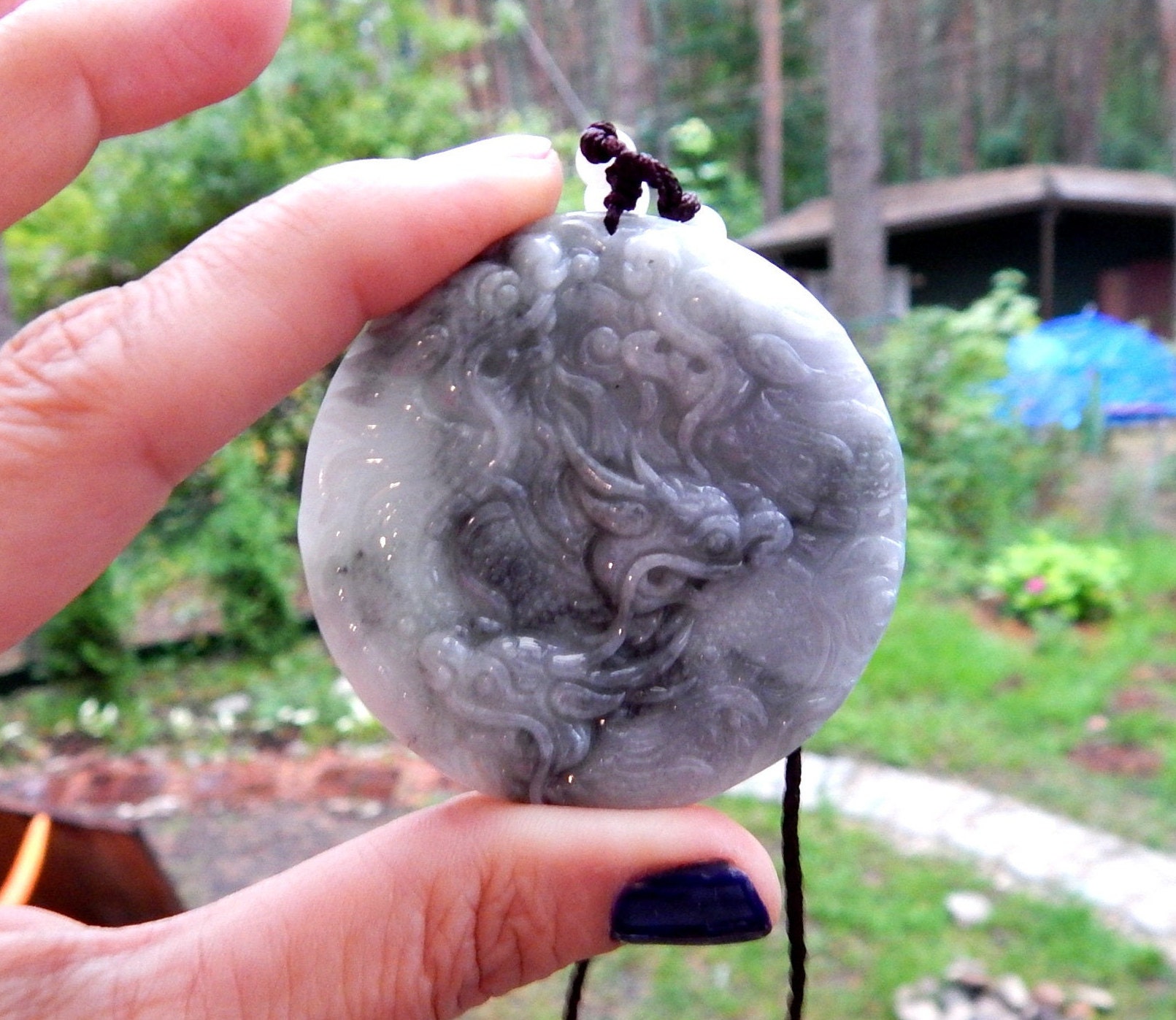 Light Green Smoke Purple A Jade Jadeite 9 Dragon Pendant - Etsy