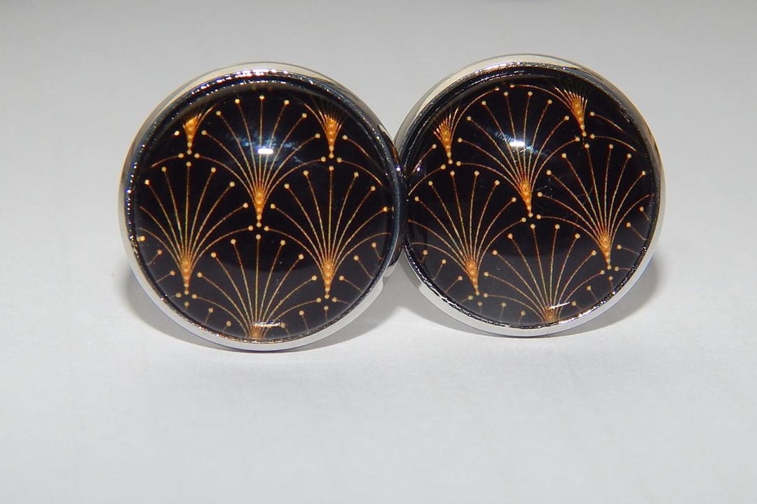 Art Deco Fan Cufflinks 20s Vibe - Etsy