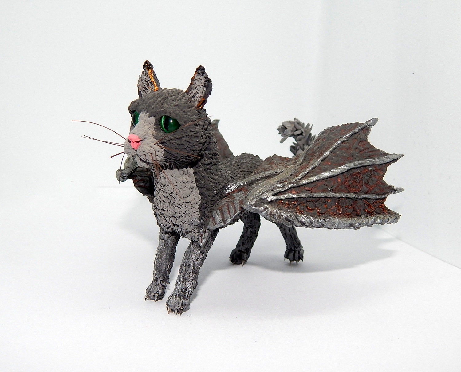 Cat Dragon Figurine Sculpture Cat With Wings Figure Fantasy - Etsy