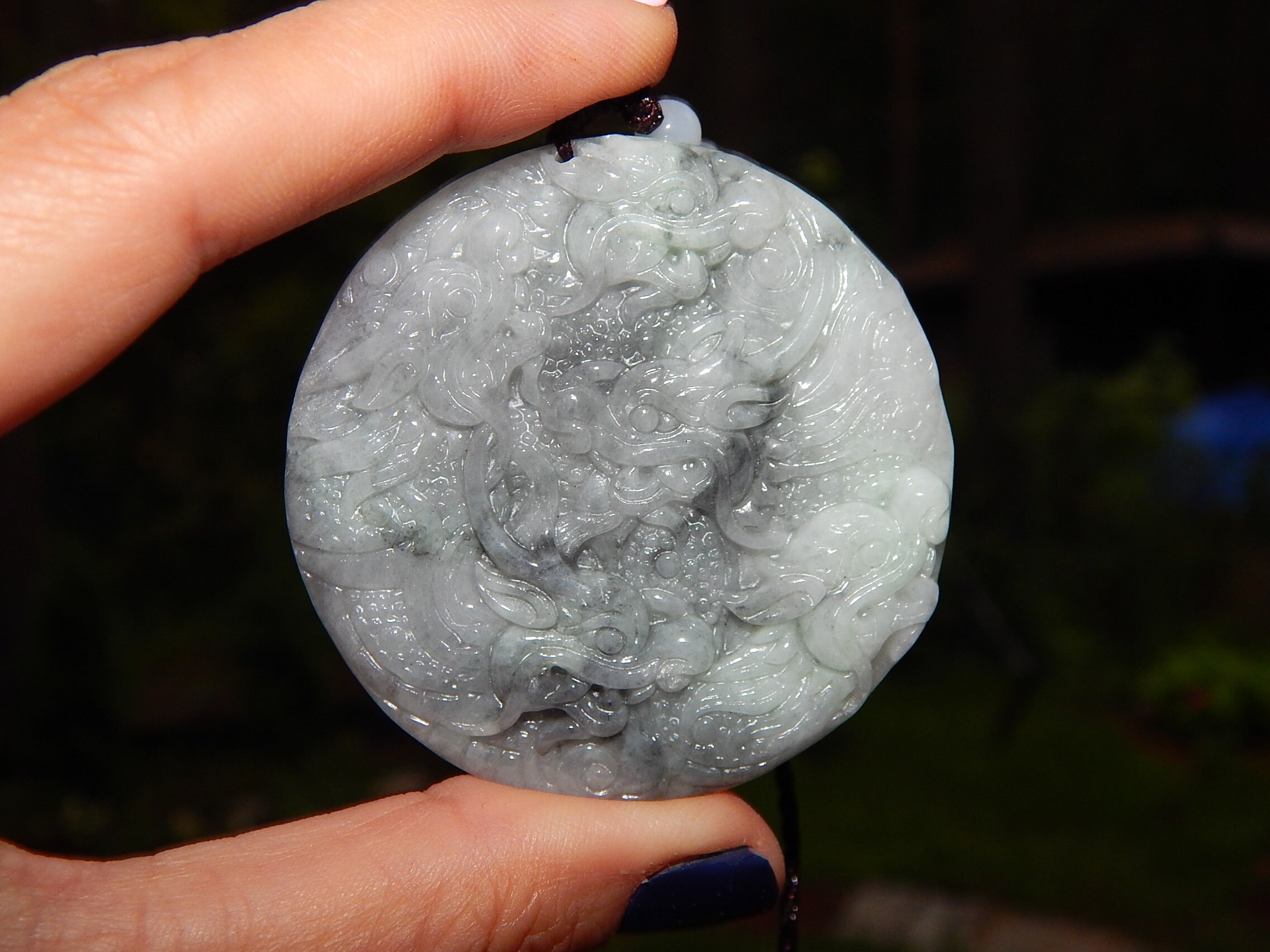 Light Green Smoke Purple A Jade Jadeite 9 Dragon Pendant - Etsy