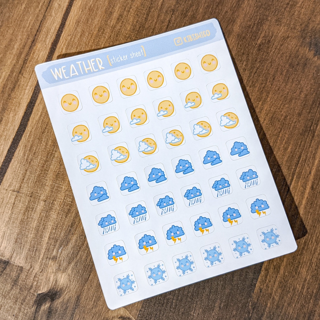 Weather Small Icons | Kawaii Cute Weather Planner Stickers | Bujo ...