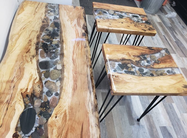 RIVER ROCK TABLE Set (3) - Etsy