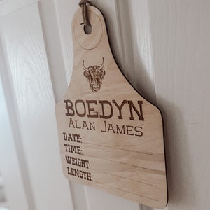 Personalized Cattle Tag Milestones Set - Newborn Birth Stats ...