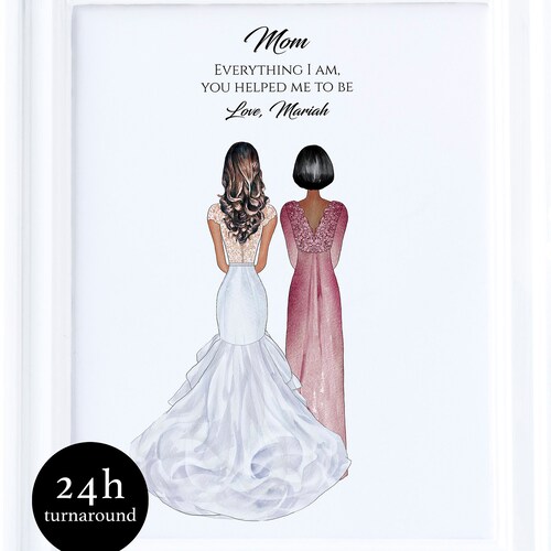 Mother of the Bride Illustration Wedding Parent Print | Etsy