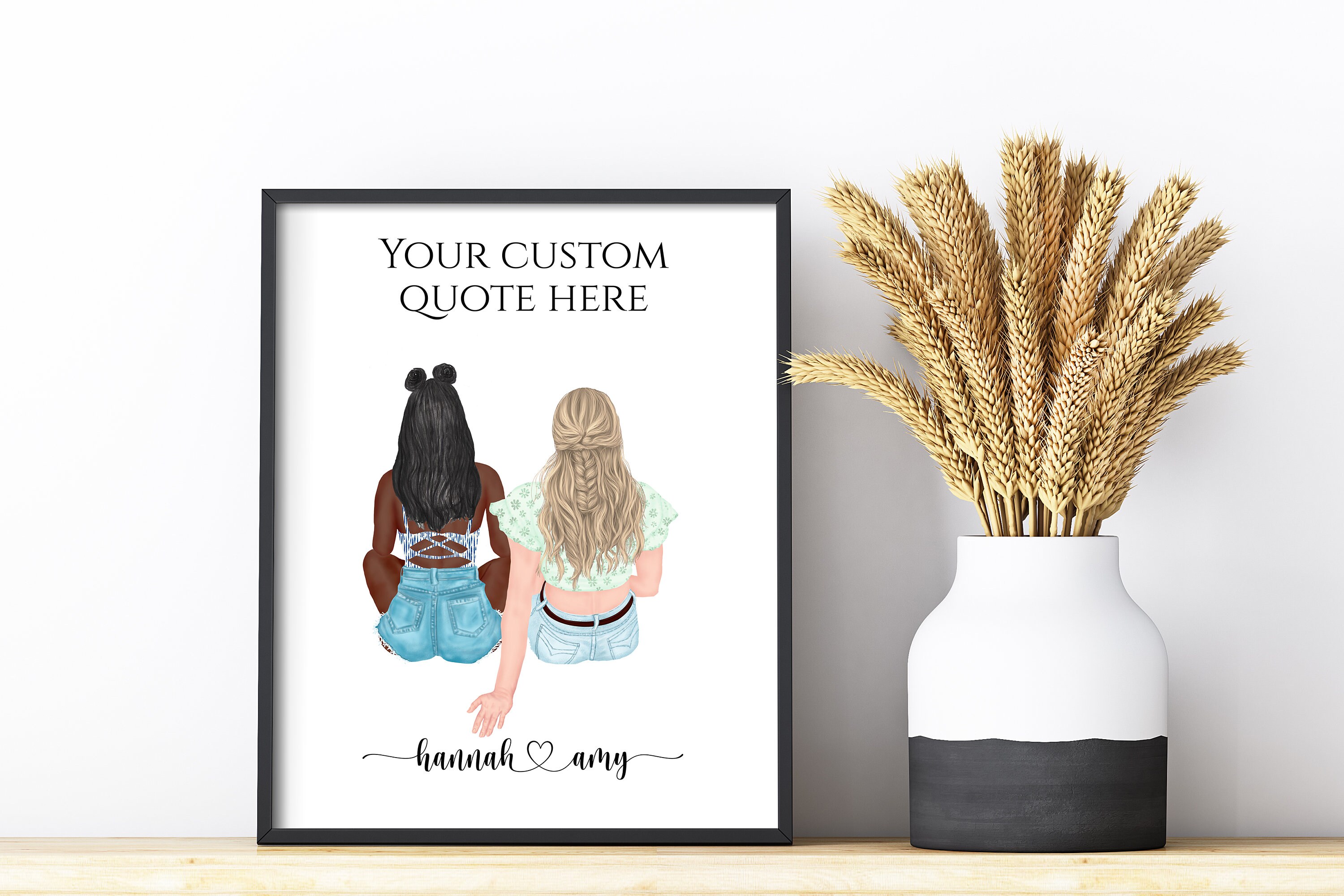 Friendship Gift Custom Friend Group Illustration Besties - Etsy