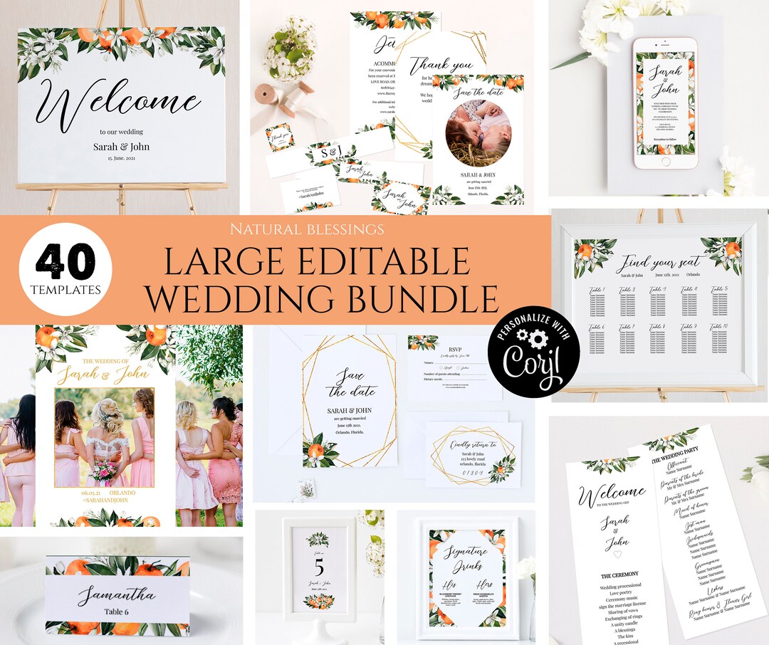 Wedding Editable Bundle. Editable Wedding Template, Wedding Instant ...