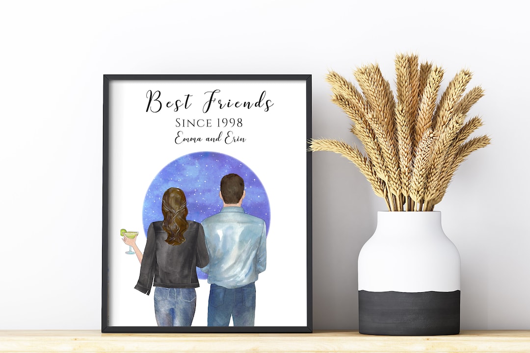 Friendship Gift, Custom Male Friend Illustration, Bestie Personalized ...