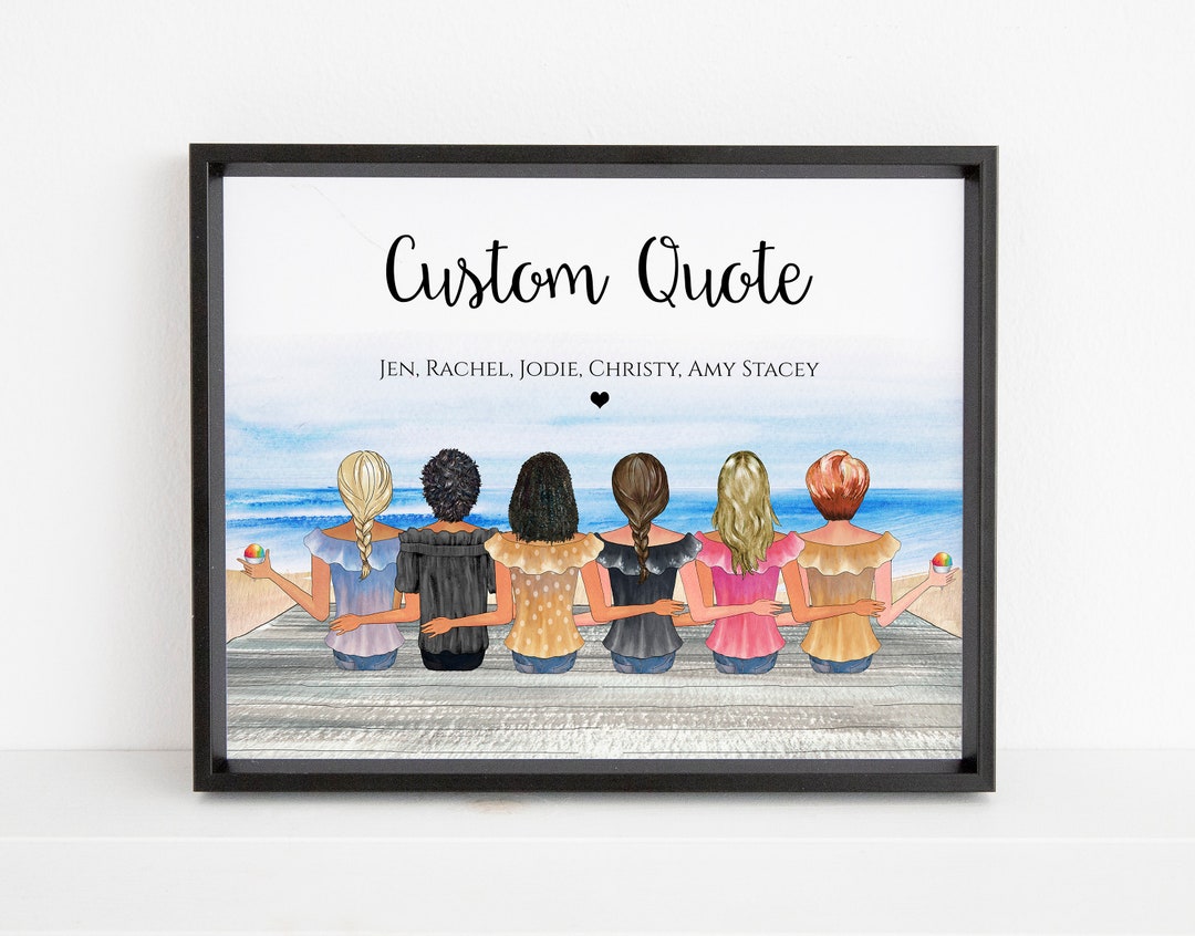 Friendship Gift, Custom Friend Illustration, Besties Personalized Gift ...