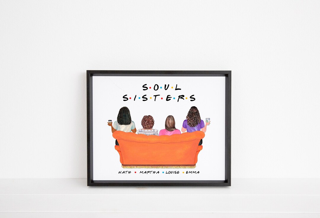 Custom Friends Sofa Illustration, Besties Personalized Gift, Friends ...