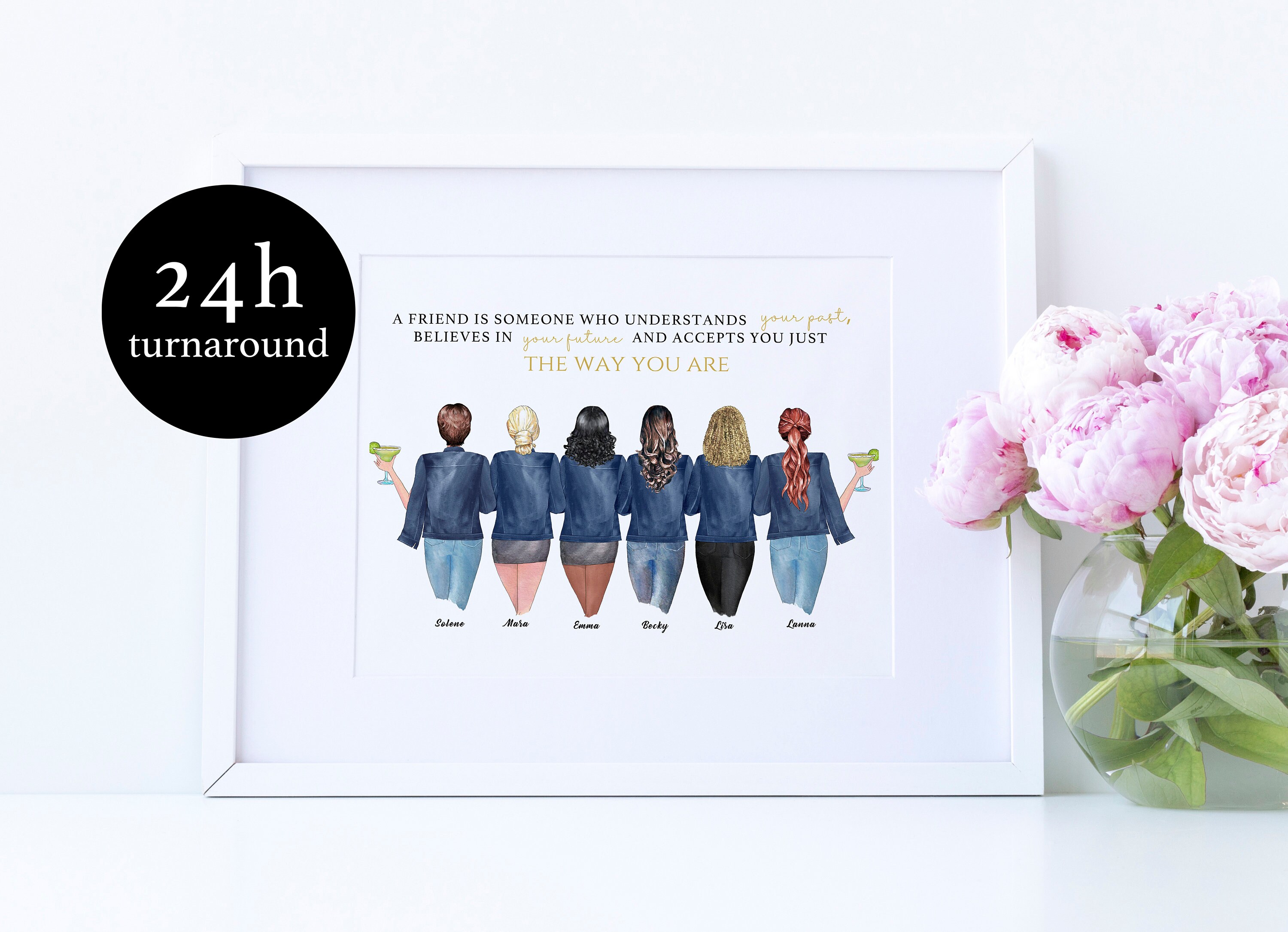 Best Friends Personalized Gift Custom Friends Print | Etsy