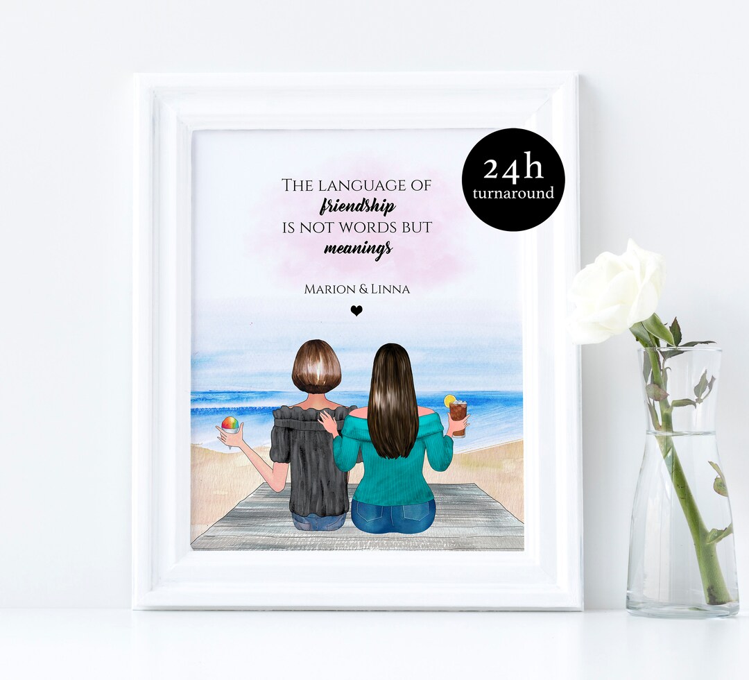 Friendship Gift, Custom Friend Group Illustration, Besties Personalized ...