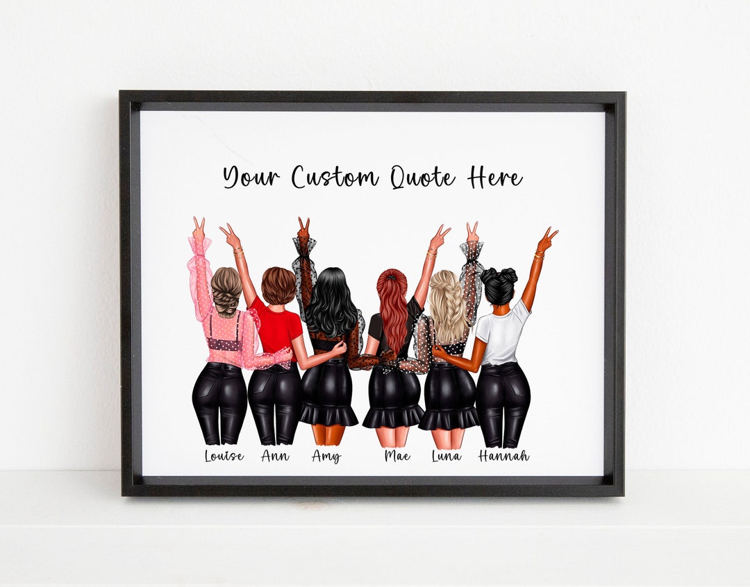 Friendship Gift, Custom Friend Group Illustration, Besties Personalized ...