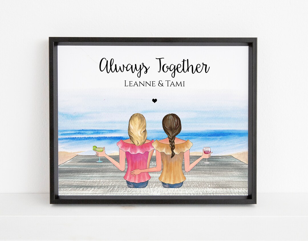 Custom Friendship Print, Custom Two Friends Illustration, Besties ...