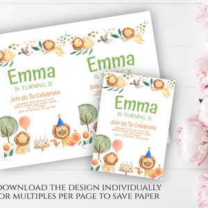 Editable Lions Birthday Invitation Lions Party Card Digital | Etsy