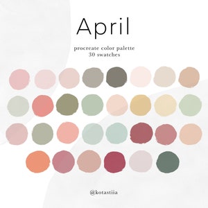 April, Digital Color Palette, 30 Handpicked Color Swatches for ...