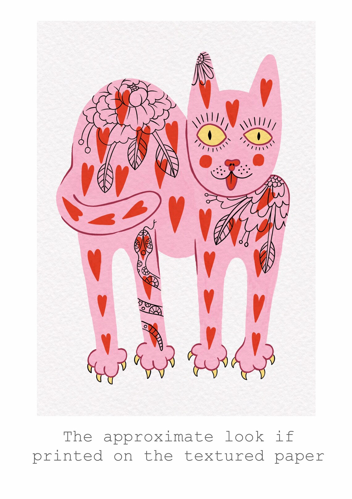 Pink Cat A4-A3 Art Print Instant Download File Colorful - Etsy
