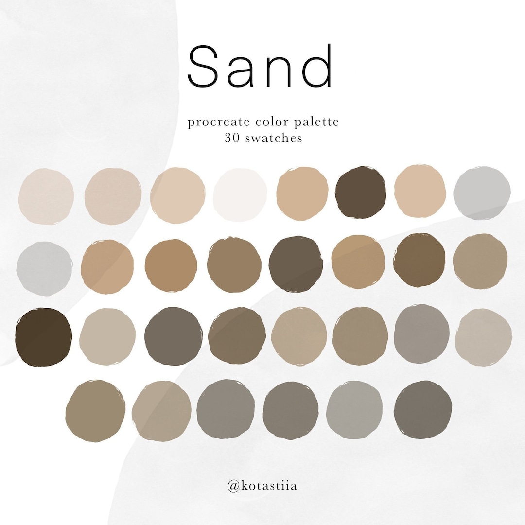 Sand, Digital Color Palette for Procreate, 30 Handpicked Color Swatches ...
