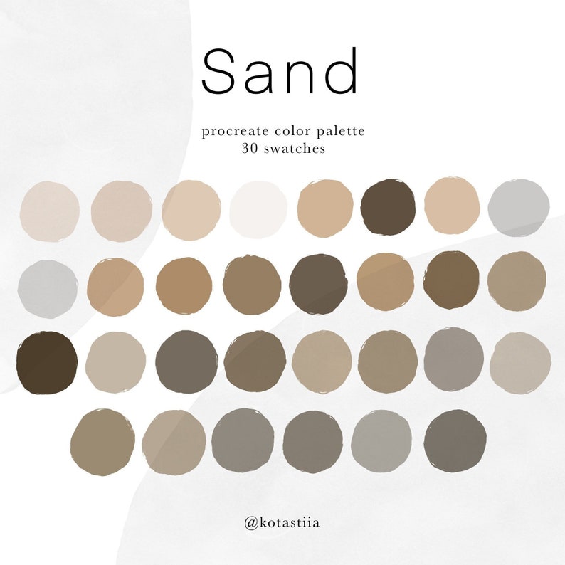 Sand, digitale Farbpalette für Procreate, 30 handverlesene Farbmuster inspiriert von der Natur ...