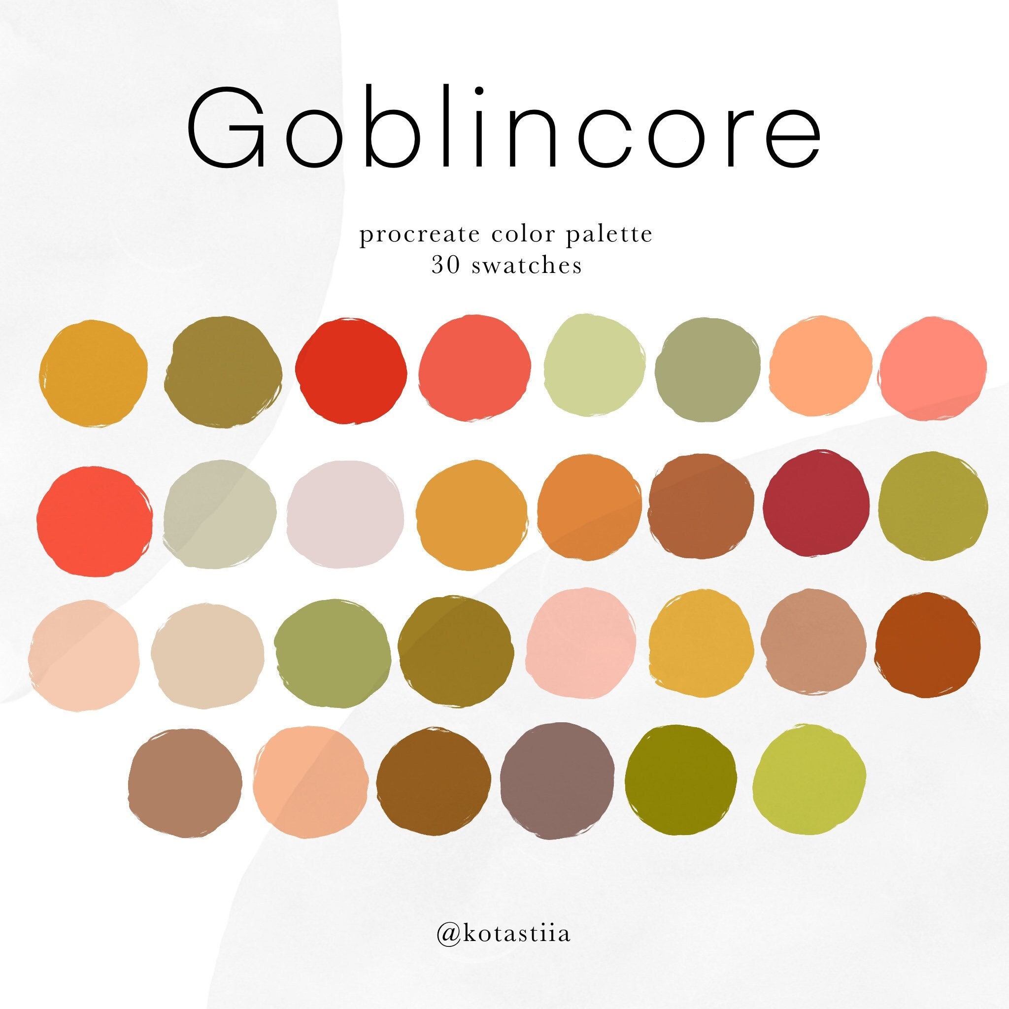 Goblincore, Warm Color Palette for Procreate, 30 Swatches for Cozy ...