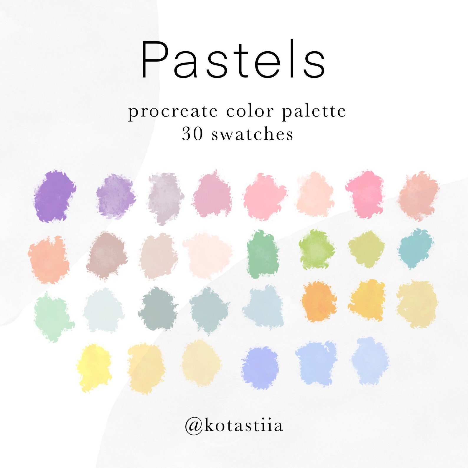 Pastels, 30 Handpicked Procreate Color Swatches, Pastel Color Palette ...
