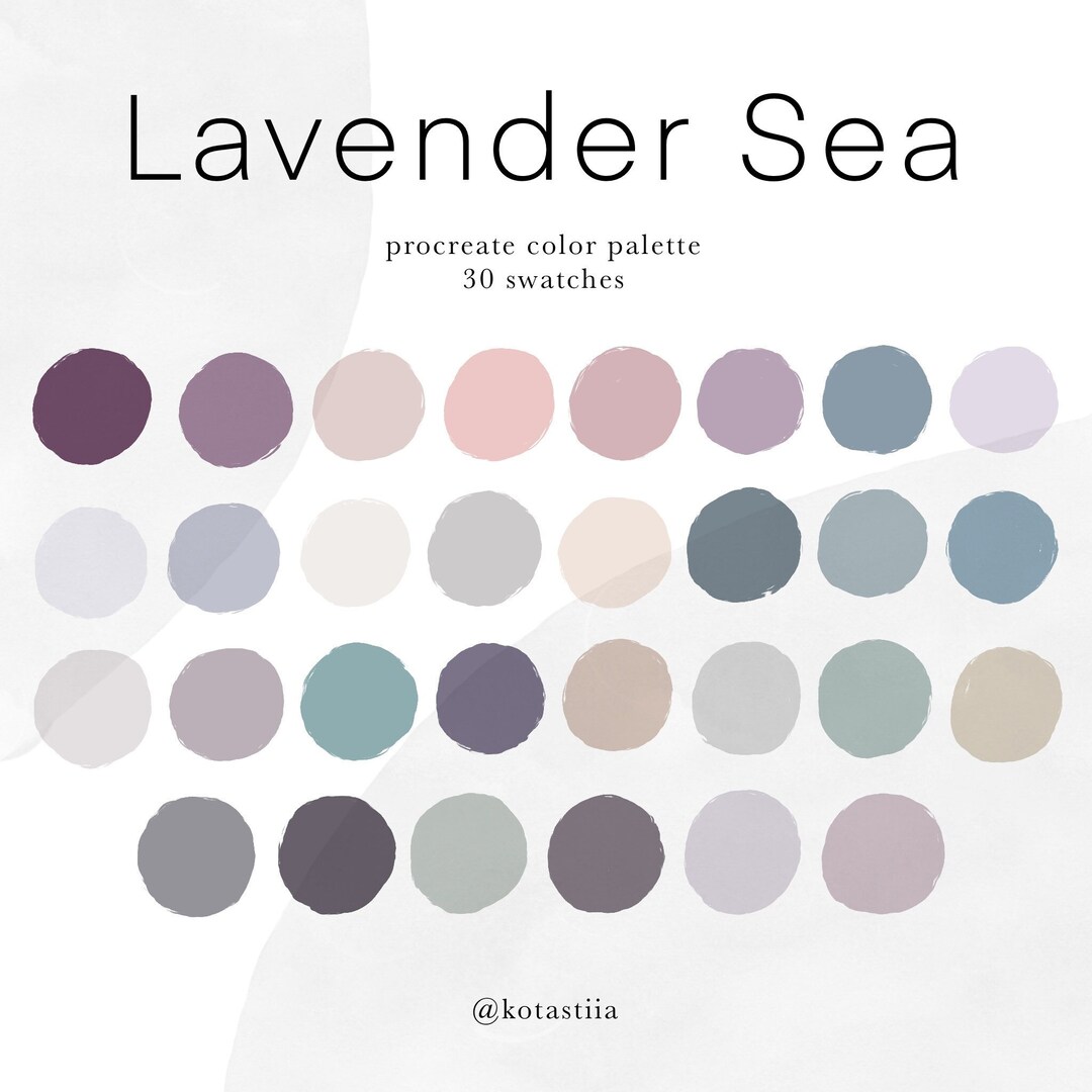 Lavender Sea, Digital Color Palette for Procreate the Colors of Sea ...
