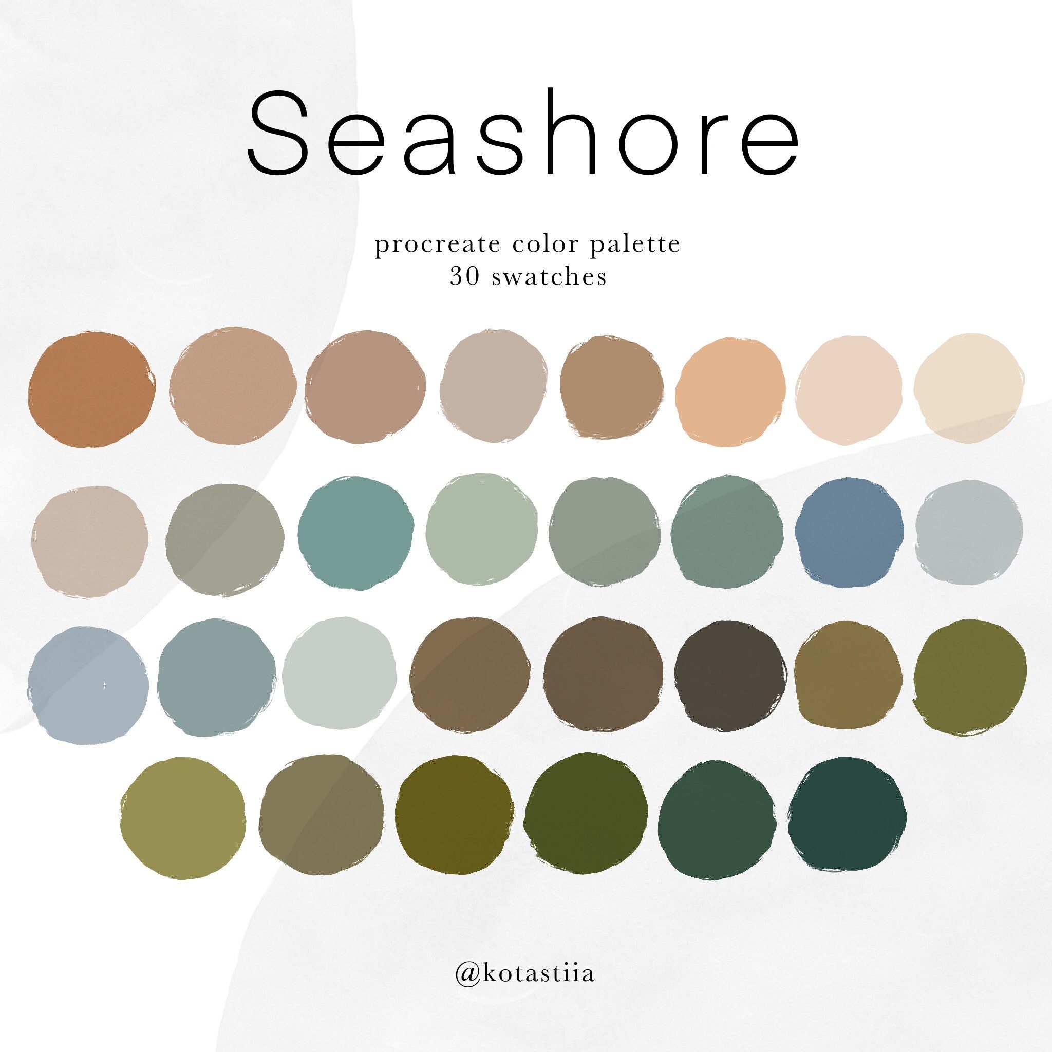 Seashore Color Palette, 30 Handpicked Colors for Procreate, Nature ...