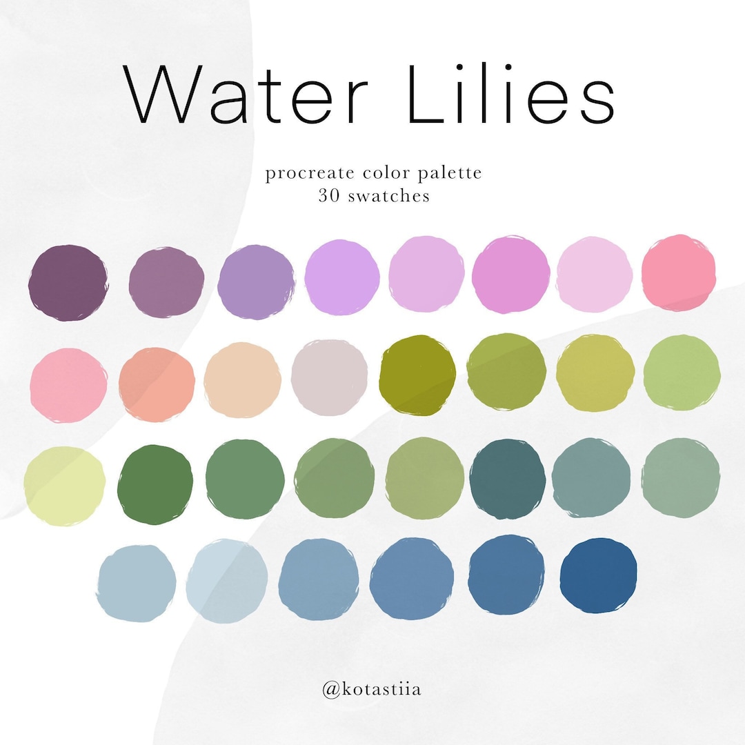 Water Lilies Color Palette, Pastel Colors for Procreate, Dreamy Color ...