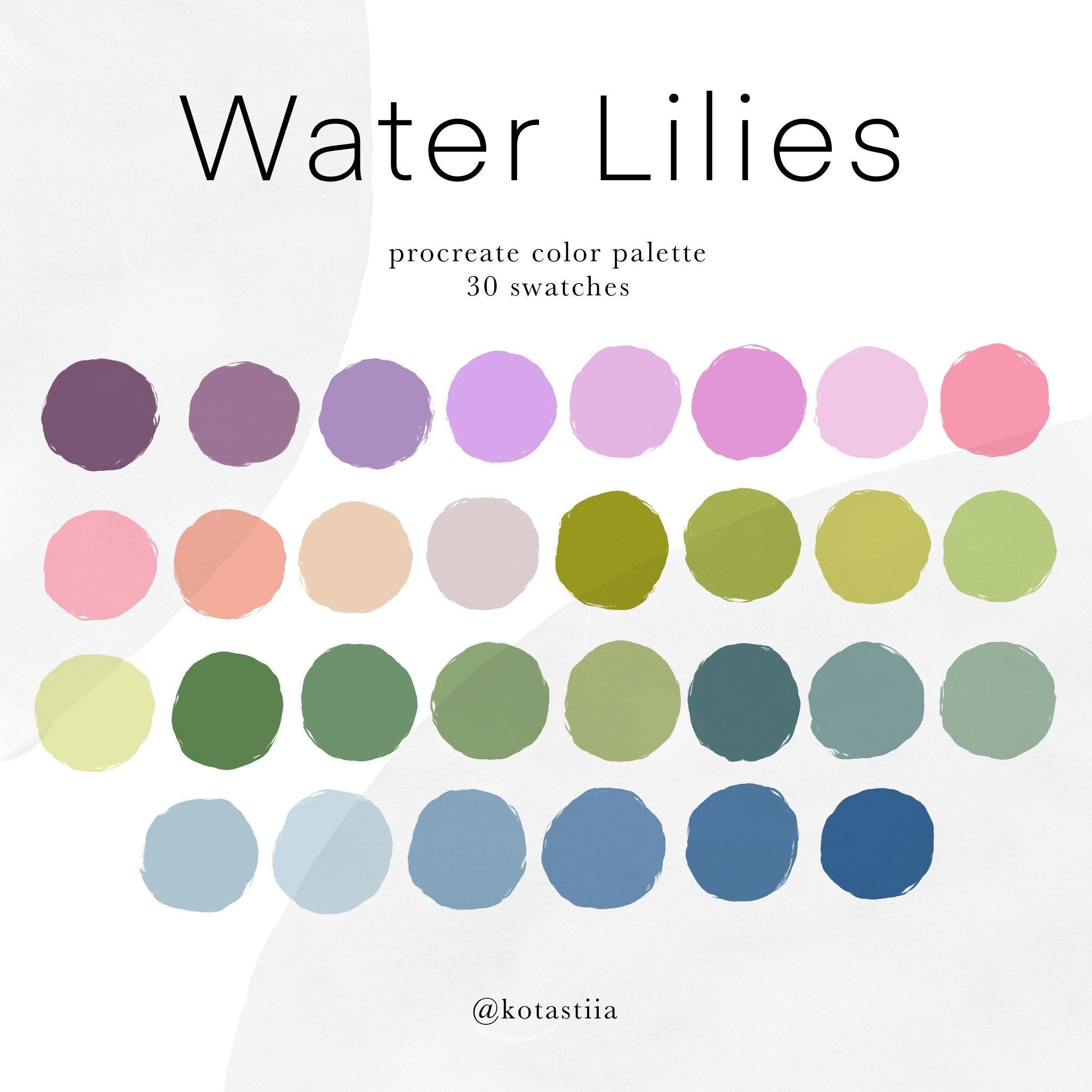Water Lilies Color Palette, Pastel Colors for Procreate, Dreamy Color ...