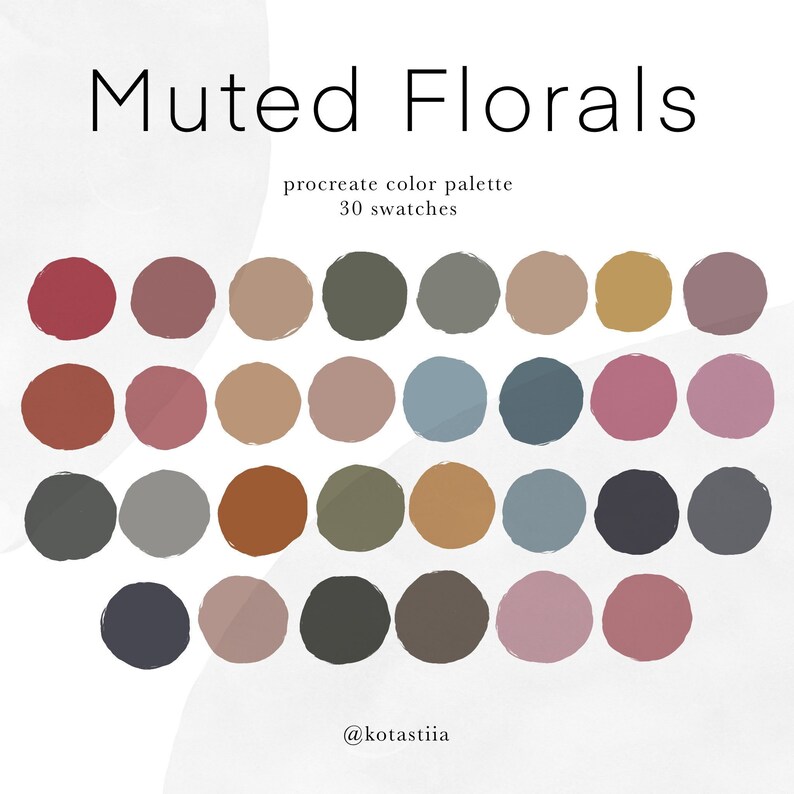 Muted Florals, Digital Color Palette for Procreate, Muted Earthy Tones ...