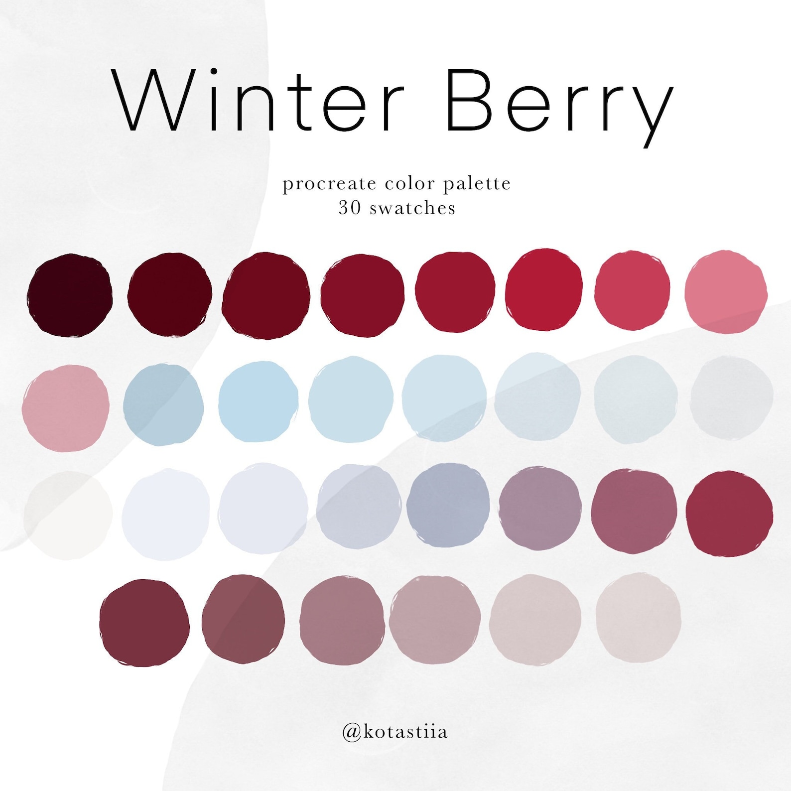 Winter Berry, Digital Color Palette for Procreate, 30 Handpicked ...