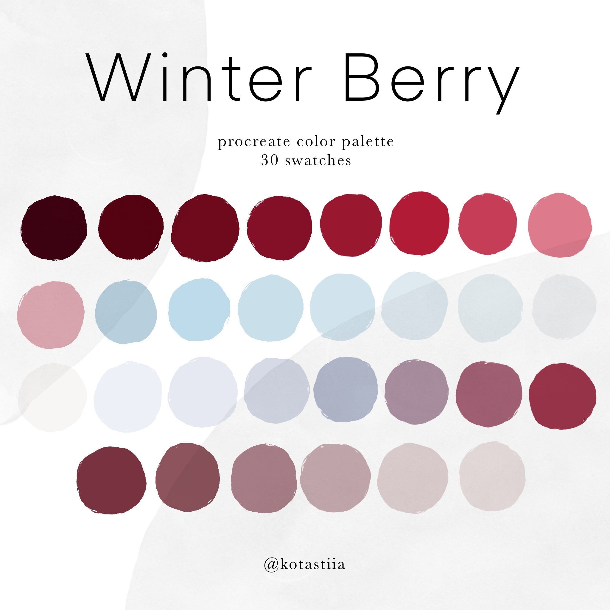 Winter Berry, Digital Color Palette for Procreate, 30 Handpicked ...