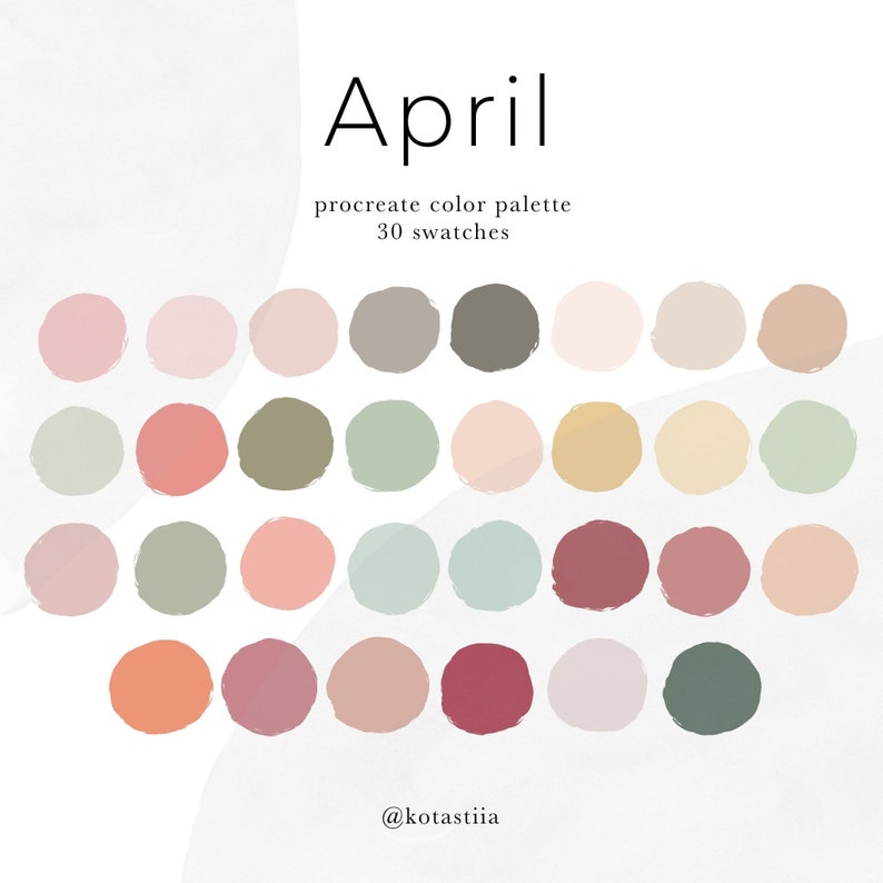 April, Digital Color Palette, 30 Handpicked Color Swatches for ...