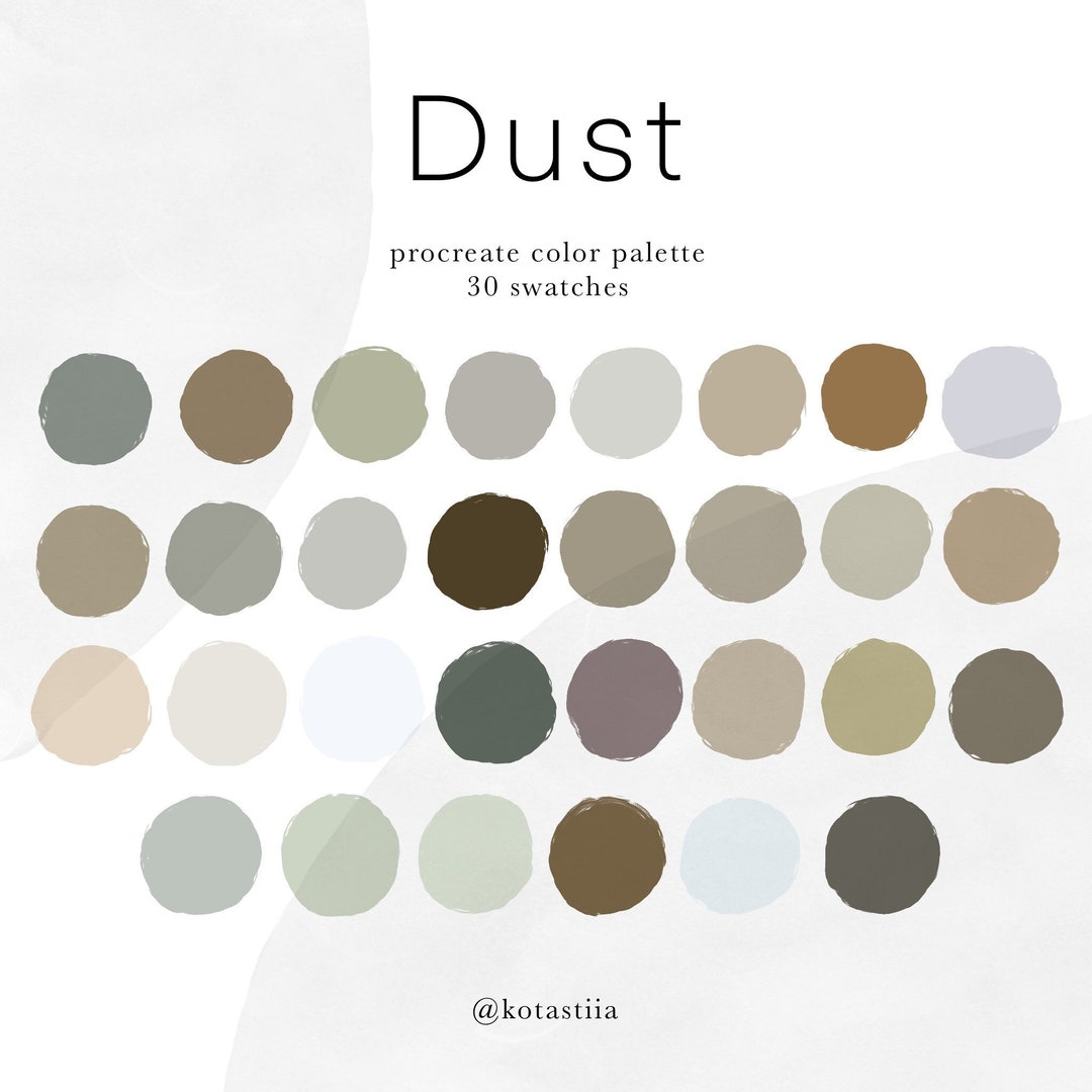 Dust, Color Palette for Procreate, 30 Color Swatches for Graphic Design ...