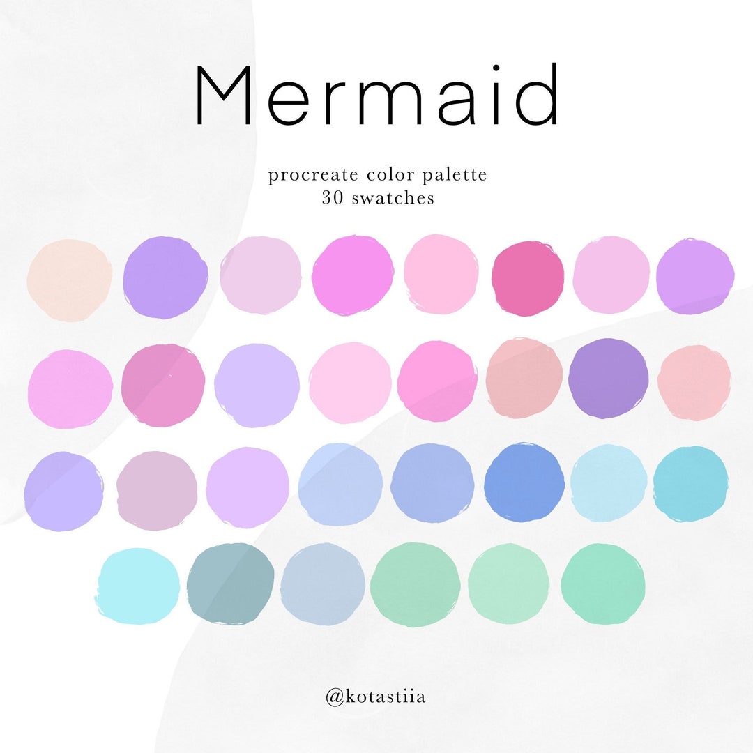 Mermaid, Color Palette for Procreate, 30 Handpicked Pastel Color ...